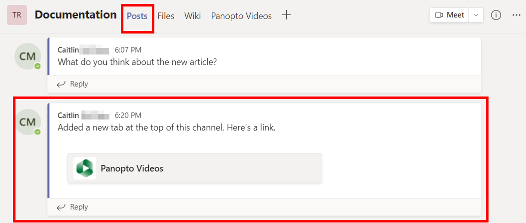 Microsoft Teams 채널에 Panopto 폴더를 추가하는 방법